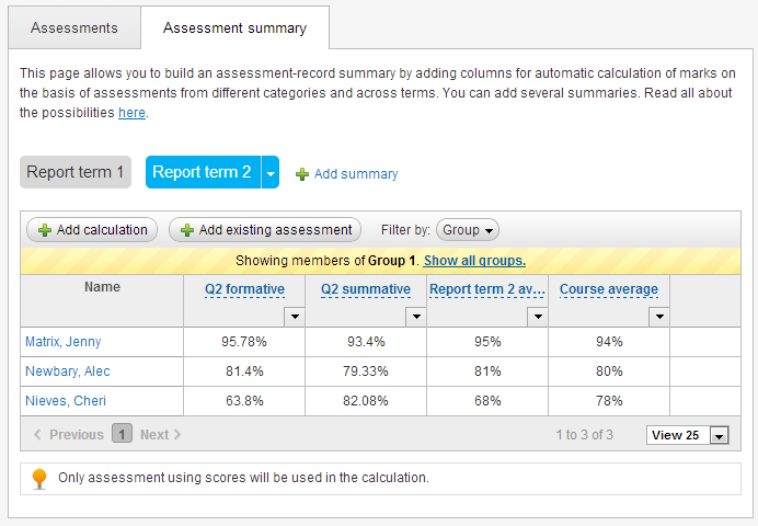 Summary view
